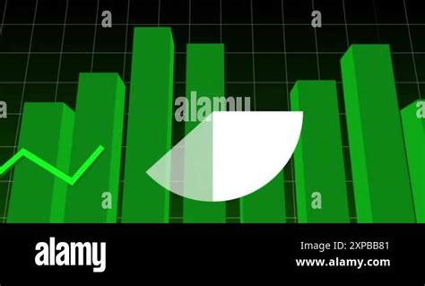 Green Bar Chart And Line Graph With Pie Chart Animation Overlay Data