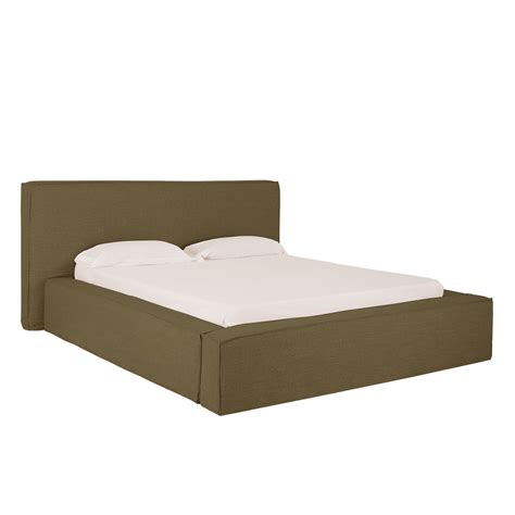 Lit déhoussable en lin vert pour matelas 250x240cm Leroy Merlin