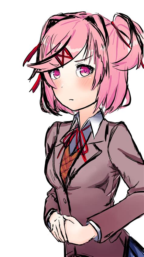 Unrefined Natsuki I Drew This Afternoon Probably Will Clean It Up