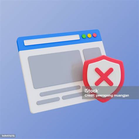 3d 최소 사이버 위협 개념입니다 안전하지 않은 웹 브라우저 인터넷 불안 온라인 데이터 노출 가드 쉴드와 십자 표시 아이콘이