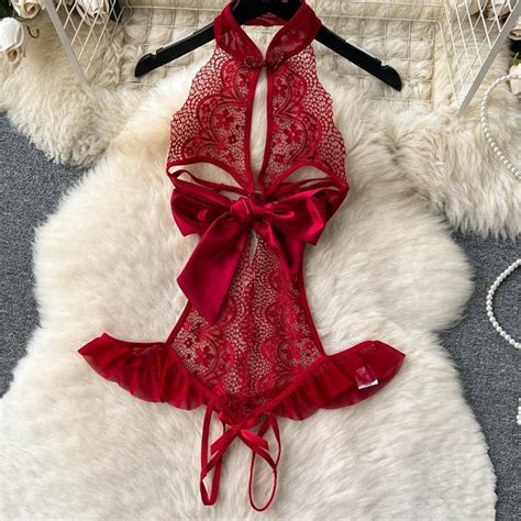 Jual Lingerie Sexy Hollow Out Jumpsuit Hot Open Crotch Bodysuit Playful