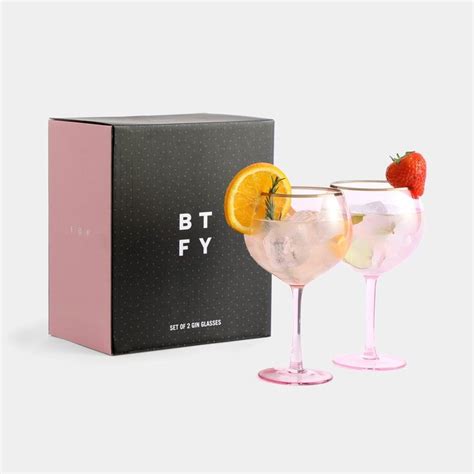 Pink Gin Glasses Set Of 2 Pink Gin Cocktail Glasses Btfy Gin Glasses Pink Gin Gin