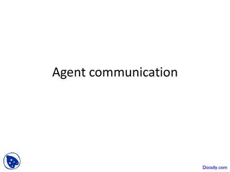 Agent Communication Multi Agent Systems Lecture Slides Docsity