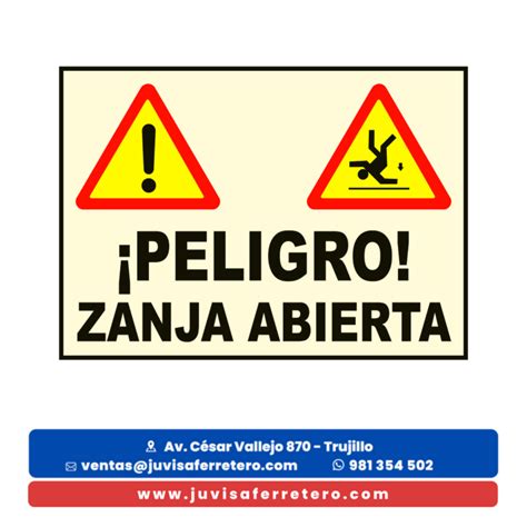 SeÑal Triplay 60x90 Peligro Zanja Abierta Juvisa Ferretero Sac