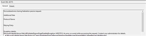 server 2016 and adfs error 364 0d00 0080000000e1