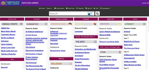 quick link page library website and databases libguides at northcote