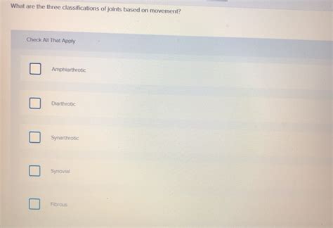 Solved What Are The Three Classifications Of Joints Based On