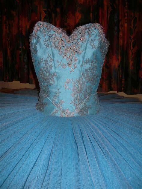 Gold Lace Over Aqua Silk Classical Ballet Tutu By Margaret Shore