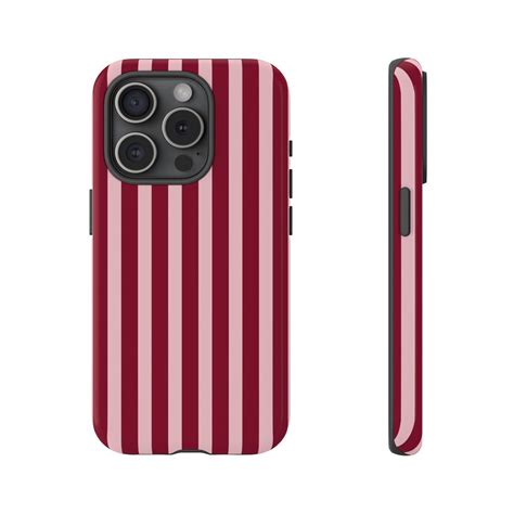 Striped Red And Pink Phone Case For Iphone 16 15 14 13 12 11 X 8 And Pro All Models Hard Shell