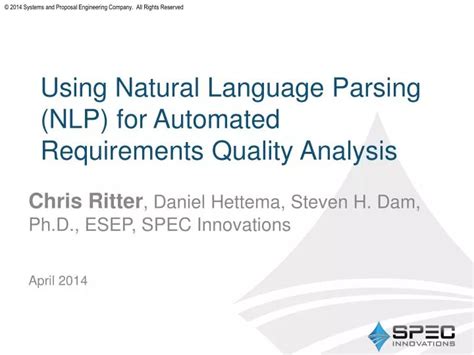 PPT Using Natural Language Parsing NLP For Automated Requirements Quality Analysis