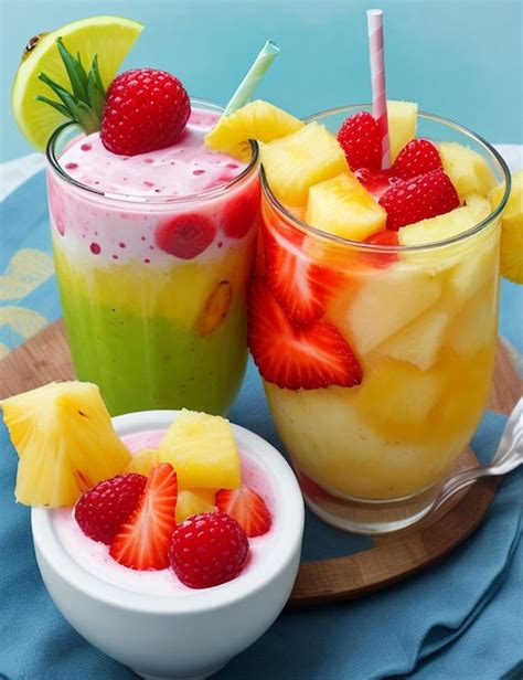 Premium Ai Image Refreshing Summer Smoothie With Fresh Tropical Fruit