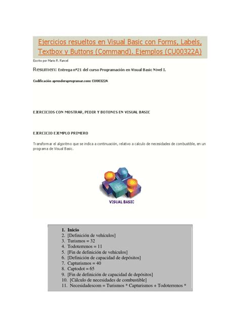 Ejercicios Resueltos En Visual Basic Con Forms Descargar Gratis Pdf