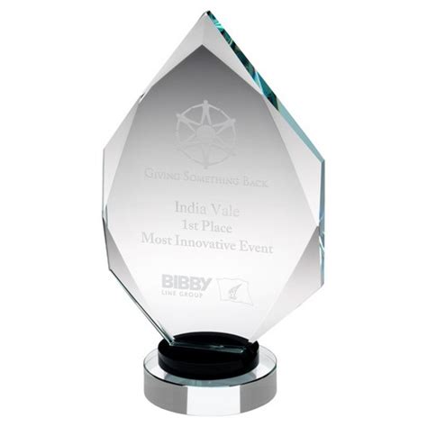 Diamond Glass Award On Black Base Presentation Box Included