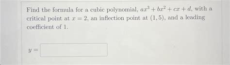 Solved Find The Formula For A Cubic Polynomial Chegg
