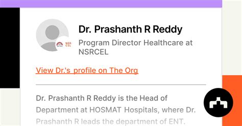 Dr Prashanth R Reddy Program Director Healthcare At Nsrcel The Org