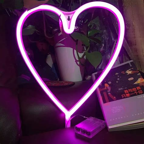 Ins Hot Led Heart Neon Sign Led Light Night Lamp Neon Pink Light Usb