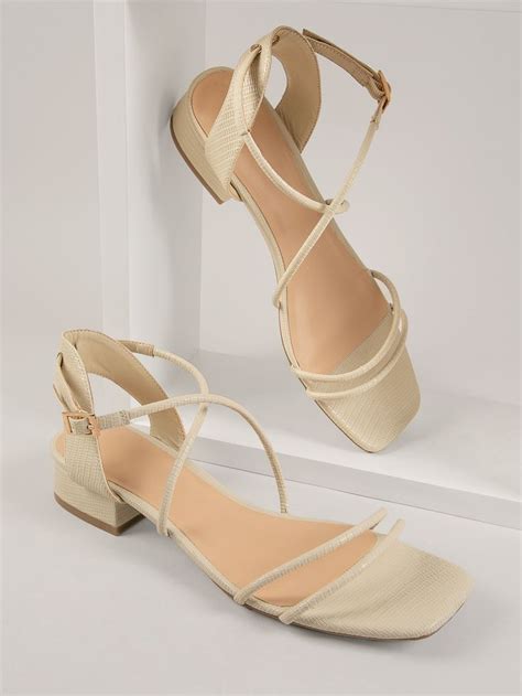 Lizard Embossed Ankle Strap Sandals Ankle Strap Sandals Heels