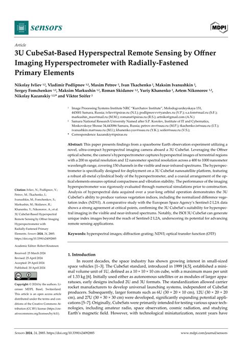 Pdf 3u Cubesat Based Hyperspectral Remote Sensing By Offner Imaging