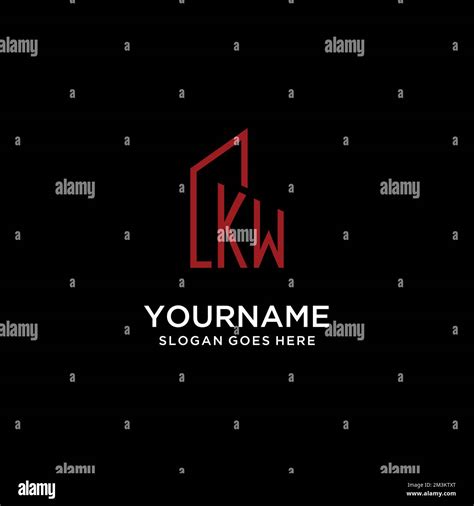 Kw Initial Monogram With Building Logo Design Ideas Stock Vector Image