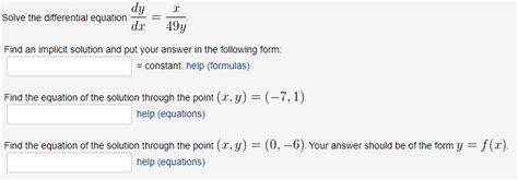 Solved Solve The Differential Equation Find An Implicit Chegg