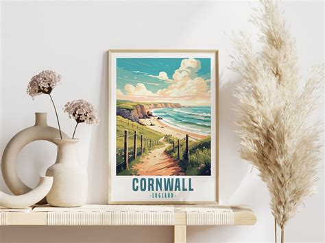 Cornwall Travel Poster Cornwall Wall Art Digital Illustration