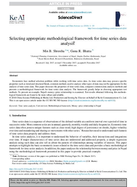 Pdf Selecting Appropriate Methodological Framework For Time Series