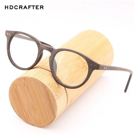 Hdcrafter Unisex Full Rim Round Wood Frame Eyeglasses Lhb030 Mens