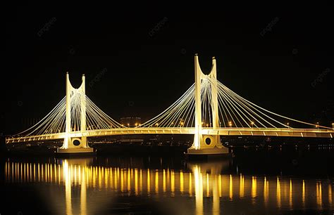 Shanghai Bay Bridge At Night Background Gwangandaegyo Bridge