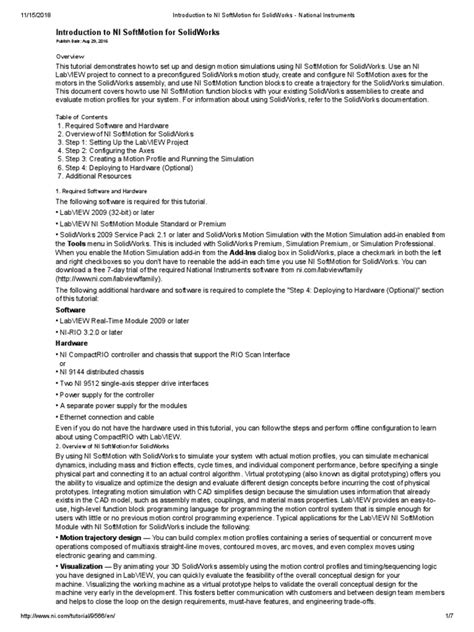 Introduction To Ni Softmotion For Solidworks National Instruments