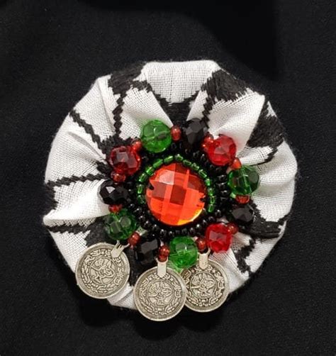 Handmade Palestinian Keffiyeh Brooch Traditional Palestinian Kufiya