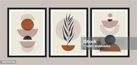 미드 센추리 모던 아트 프린트 3개 세트 갤러리 벽 인쇄 예술 보호 스타일의 인테리어 장식 단일 이미지에 대한 스톡 벡터 아트
