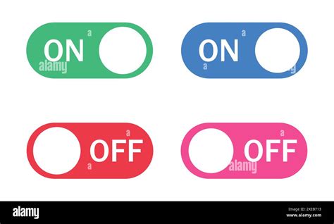 Turen On And Off Switch Button On Off Vector Set Color Turn On And Off Icon Green Blue Red