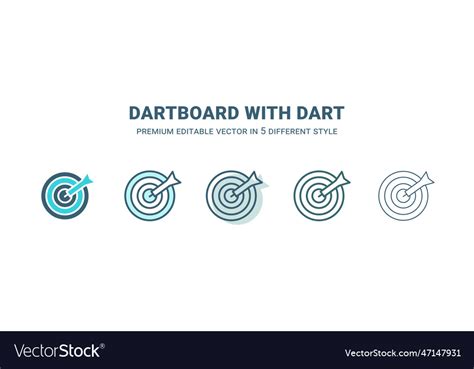 Dartboard With Dart Icon In 5 Different Style Vector Image