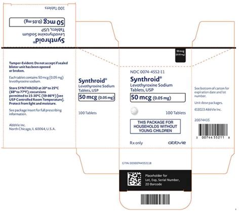 Synthroid Package Insert Prescribing Information