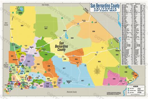 San Bernardino County Zip Code Map Poster Prints Otto Maps