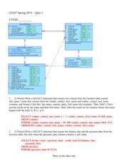 Quiz SQL Solutions CS Spring Quiz UTEID Points Write A SELECT Statement That