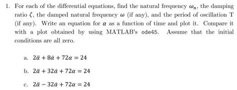 Solved 1 For Each Of The Differential Equations Find The Chegg