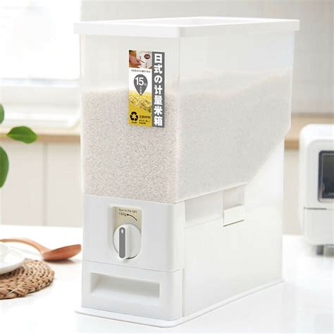 Miumaeov Rice Dispenser 33 Lbs Home Kitchen Container Bucket Airtight