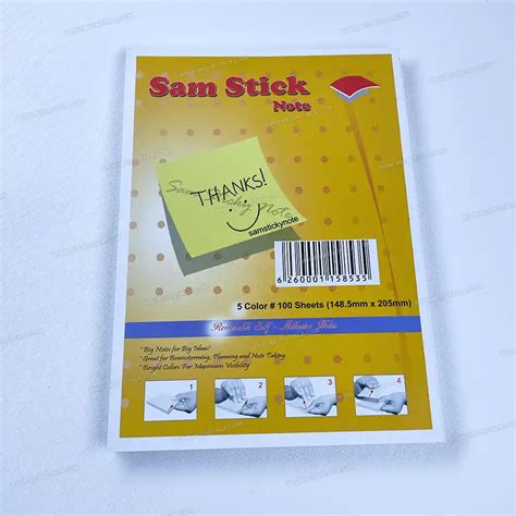 کاغذ یادداشت پشت چسب دار سفید پست ایت پسیت Sam A5 مداد طلا