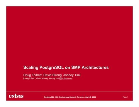 Scaling Postgresql On Smp Architectures Ppt
