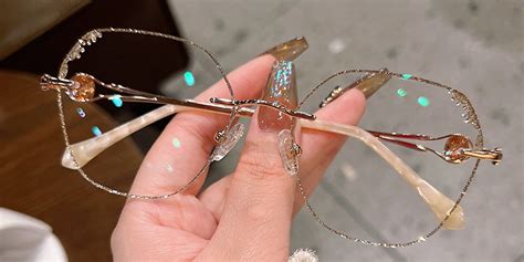 Glitter Eyeglasses Golden Rimless Eyeglass Eyeglasses