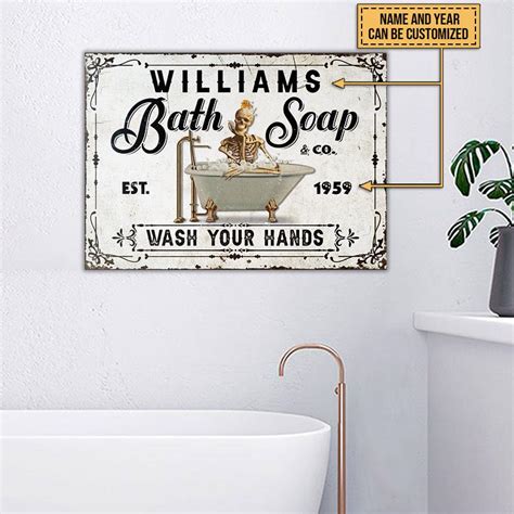 Personalized Skeleton Bath Soap Customized Classic Metal Signs