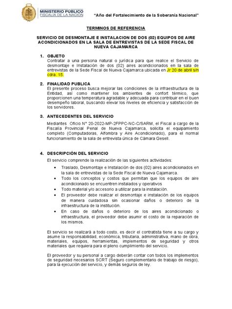 Tdr Instalacion De Aire Acondicionado Nueva Cajamarca Descargar
