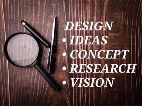 top view magnifying glass and pen with text design concept stock