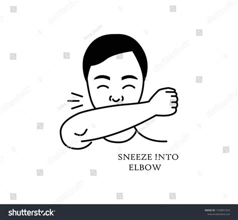Sneeze Into Elbow Iconsneeze Cough Into Stock Vector Royalty Free