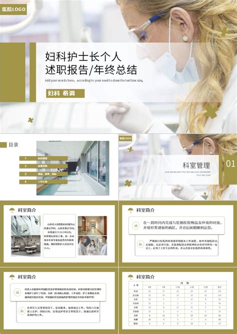 黄色简约妇科护士长个人述职报告年终总结ppt模板【28页】 格调办公
