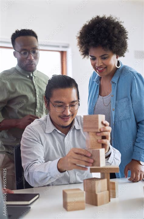 Business People Teamwork And Collaboration With Building Blocks For Problem Solving Solution