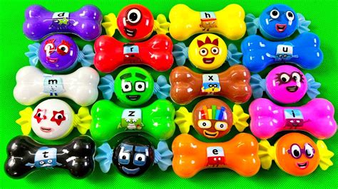 Numberblocks And Alphablocks Asmr Video Looking Slime With Bone And Candy Coloring Satisfying