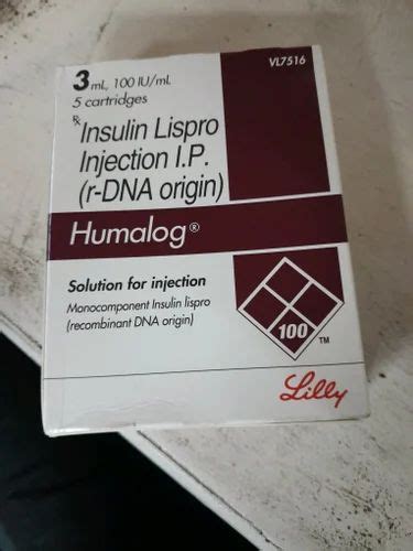Lilly Humalog 100 Iu 3ml 5 Cart Packaging Type Box At ₹ 3100piece In New Delhi