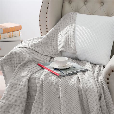 Phf 100 Cotton Waffle Weave Blanket Lightweight Twin Washed Blanket